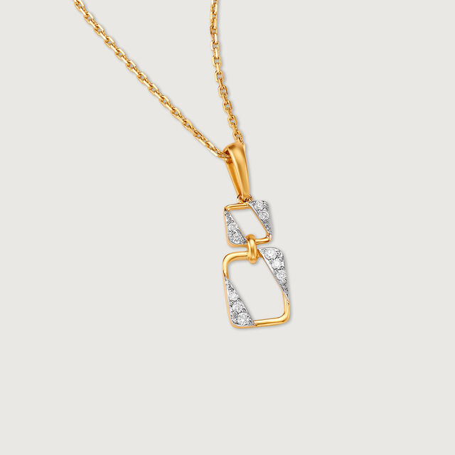 Buy Contemporary Square Gold & Diamond Pendant at Best Price | Tanishq UAE