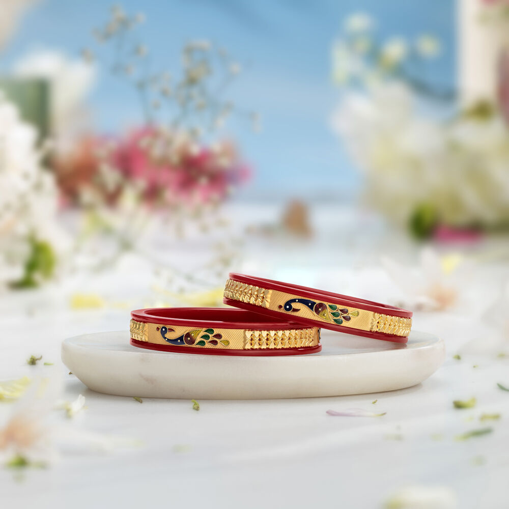 Elegant Peacock Motif Pola Bangles Tanishq Online Store