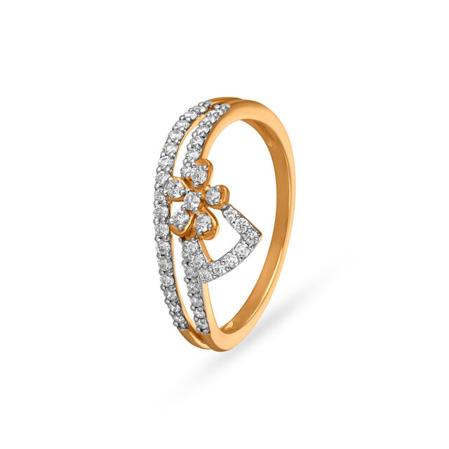 Dainty Abstract Floral Diamond Ring