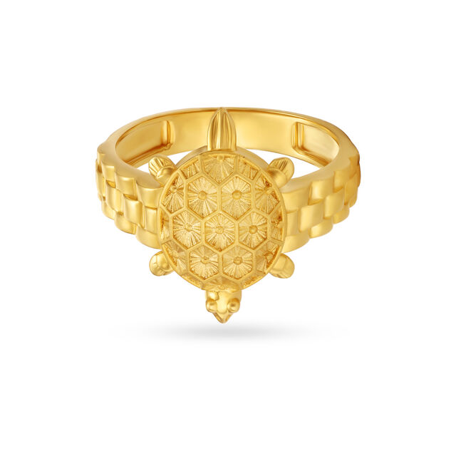 Fancy Carved Turtle Gold Finger Ring For Men