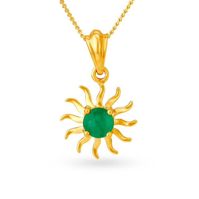 Enchanting 18 Karat Yellow Gold Sun Design Pendant