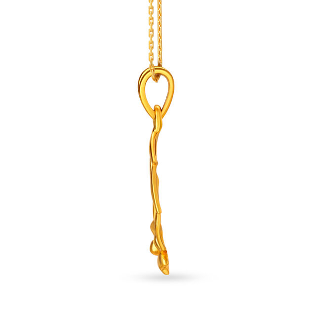 Whimsical Yellow Gold Flower Stalk Pendant