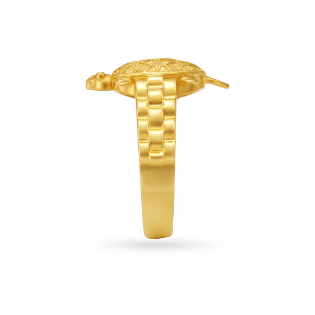Fancy Carved Turtle Gold Finger Ring For Men
