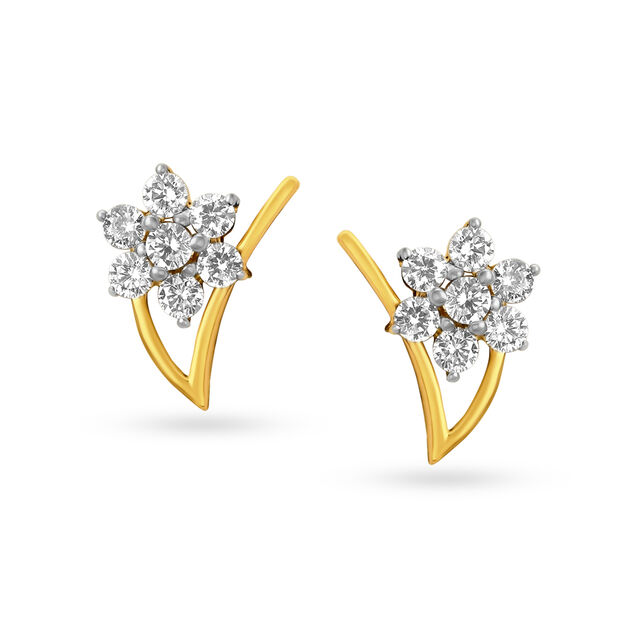 Chic Floral Seven Stone Diamond Stud Earrings