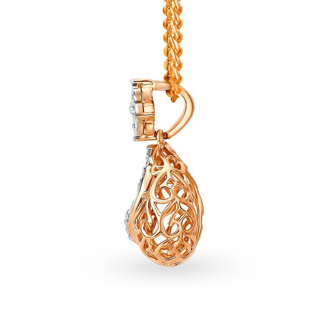 Teardrop Mesh Gold and Diamond Jali Work Pendant