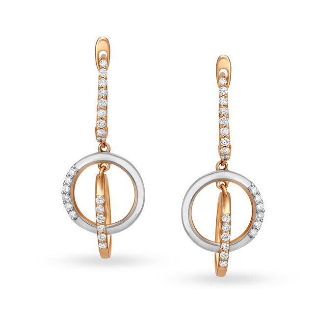Charming Looped White and Rose Gold Hoop Earrings