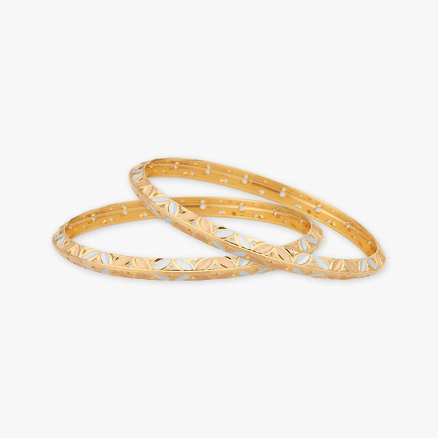 Leaf Patterned Gold Bangles