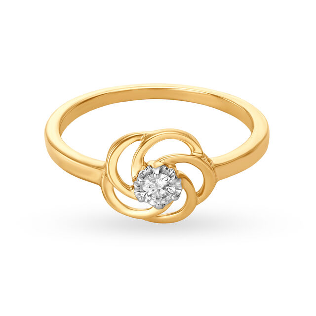 14KT Yellow Gold Ring For Women In Flower Windmill Design