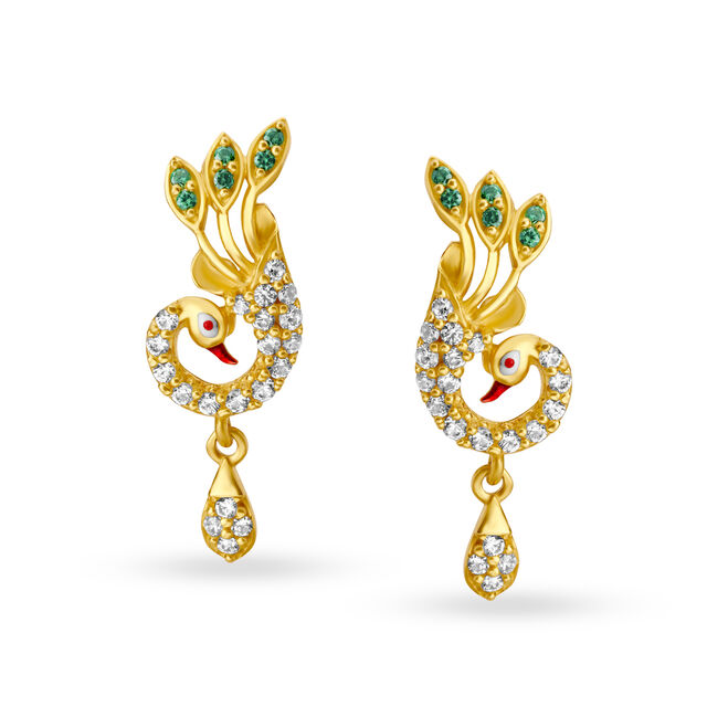 Beautiful Gold Pendant with Chain and Earrings Set