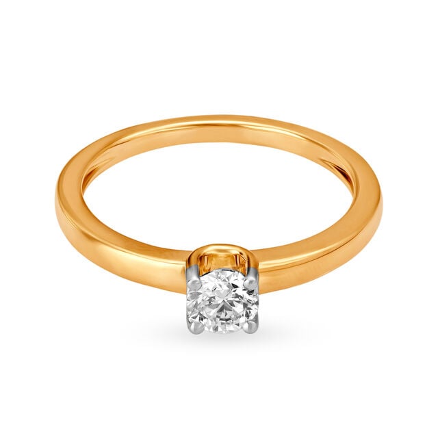 Fascinating 18 Karat Gold And Diamond Solitaire Finger Ring