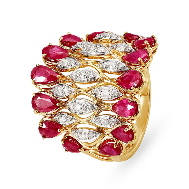 Fancy Floral Ruby Finger Ring