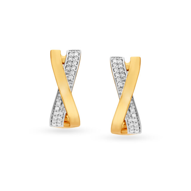 Radiant Cross Over Diamond Hoop Earrings