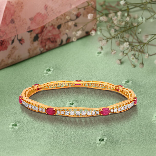 Enticing Diamond and Ruby Bangle