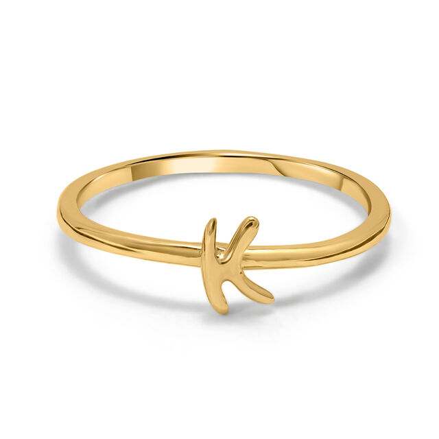 Letter K 14KT Yellow Gold Initial Ring