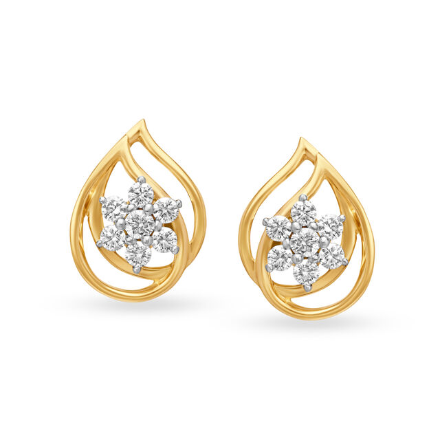 Dazzling Traditional Floral Seven Stone Diamond Stud Earrings