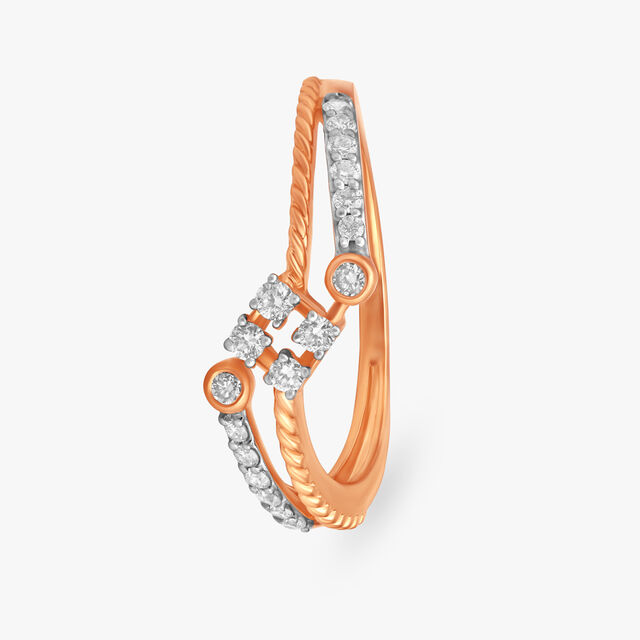 Modish Crossover Diamond Ring