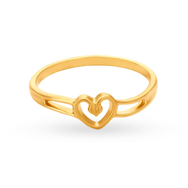 Awe-Striking 22 Karat Yellow Gold Heart Pattern Finger Ring