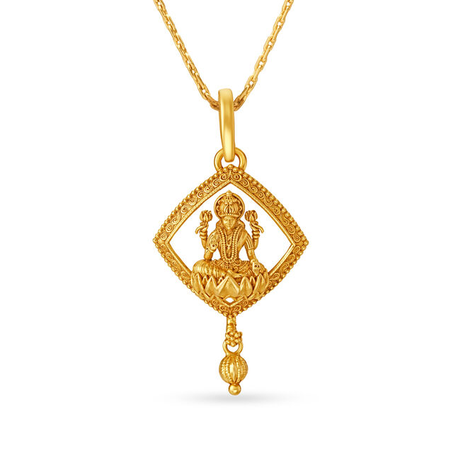 Goddess Laxmi Rhombic Gold Pendant