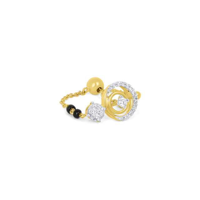 14kt Yellow Gold Lock Your Love with Diamond Finger Mangalsutra