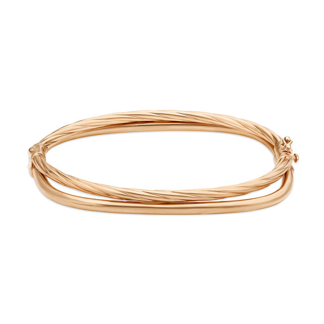 Urbane Yellow Gold Ribbed Bangle