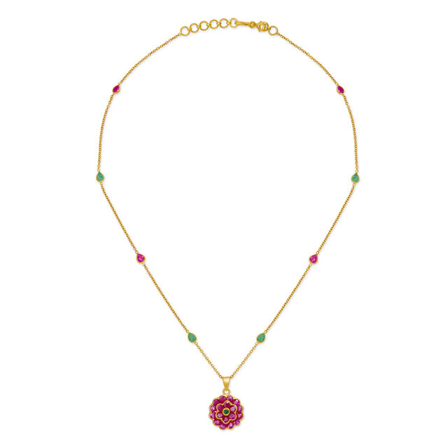Elegant Emerald and Ruby Pendant with Chain