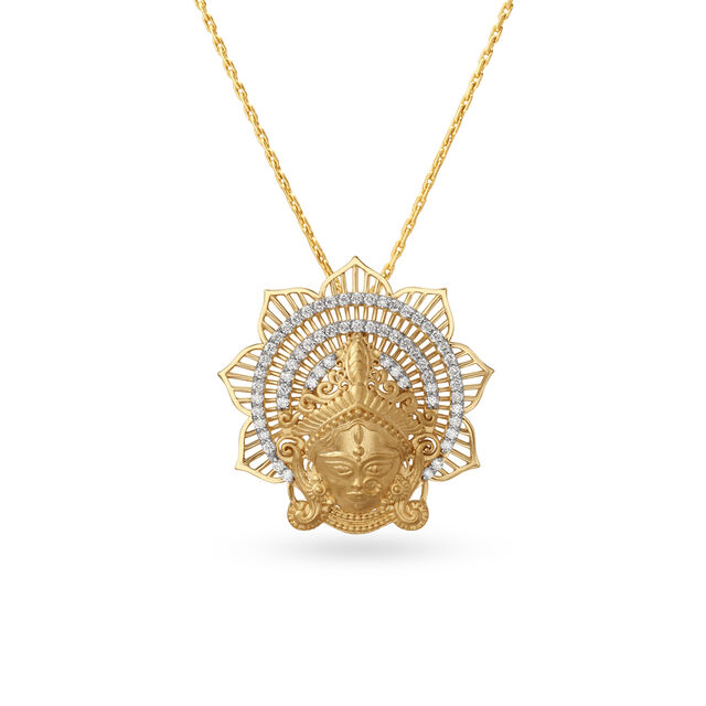 Captivating Goddess Durga Diamond Pendant
