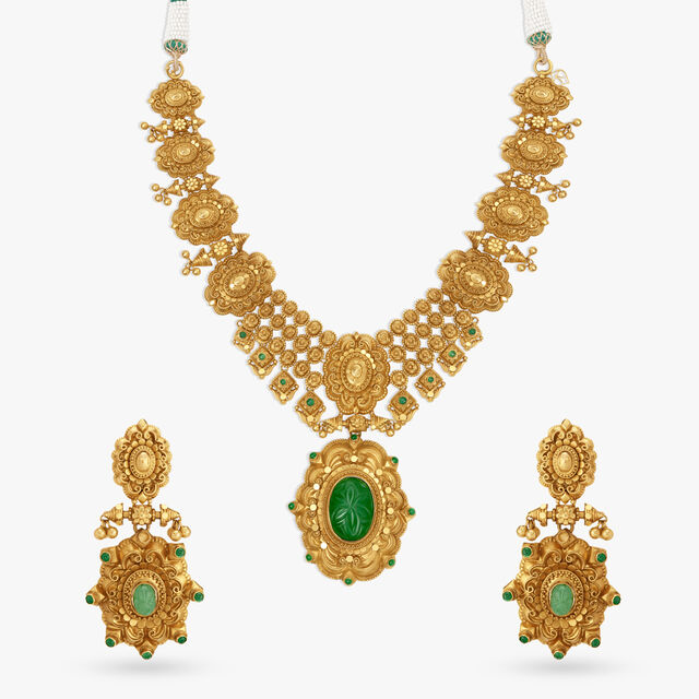 Grandiose Necklace Set with Chitrai Work