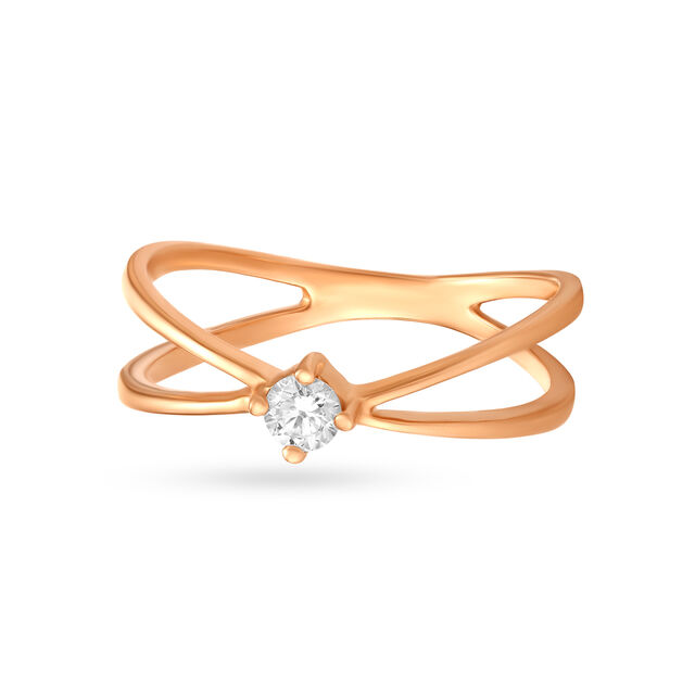 Single Stone Crossover Finger Ring