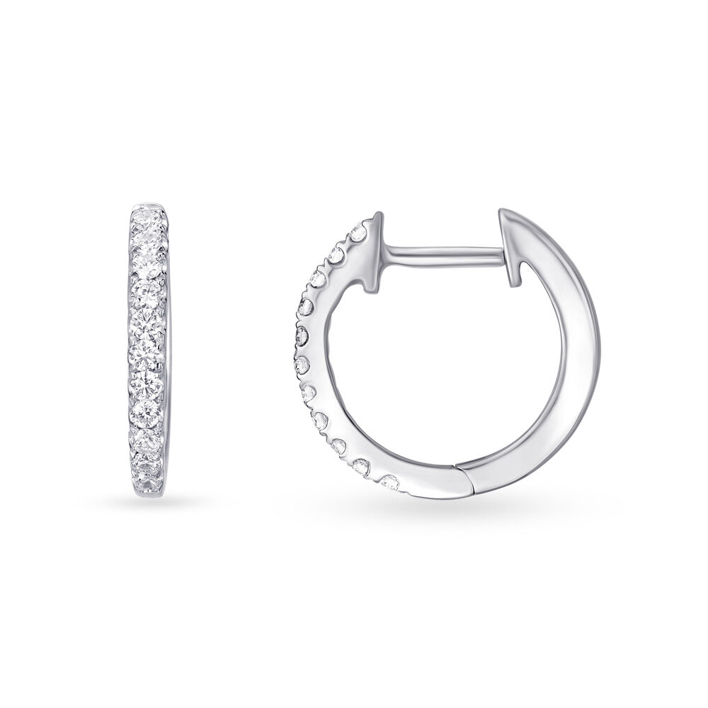 Chic Platinum and Diamond Hoop Earrings