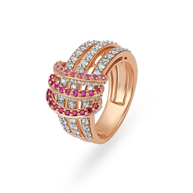 Palatial Ruby Studded Diamond Finger Ring