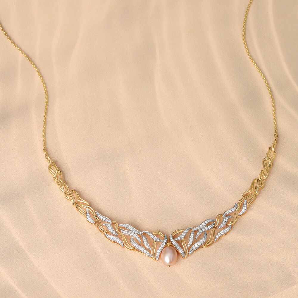 Buy Meandering River 18KT Diamond Pearl Necklace at Best Price Tanishq US