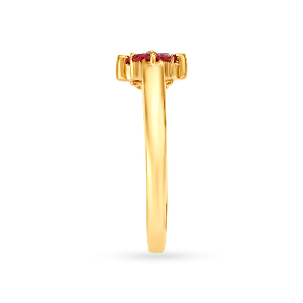 Buy Alluring 18 Karat Gold And Marquise Ruby Finger Ring at Best Price ...