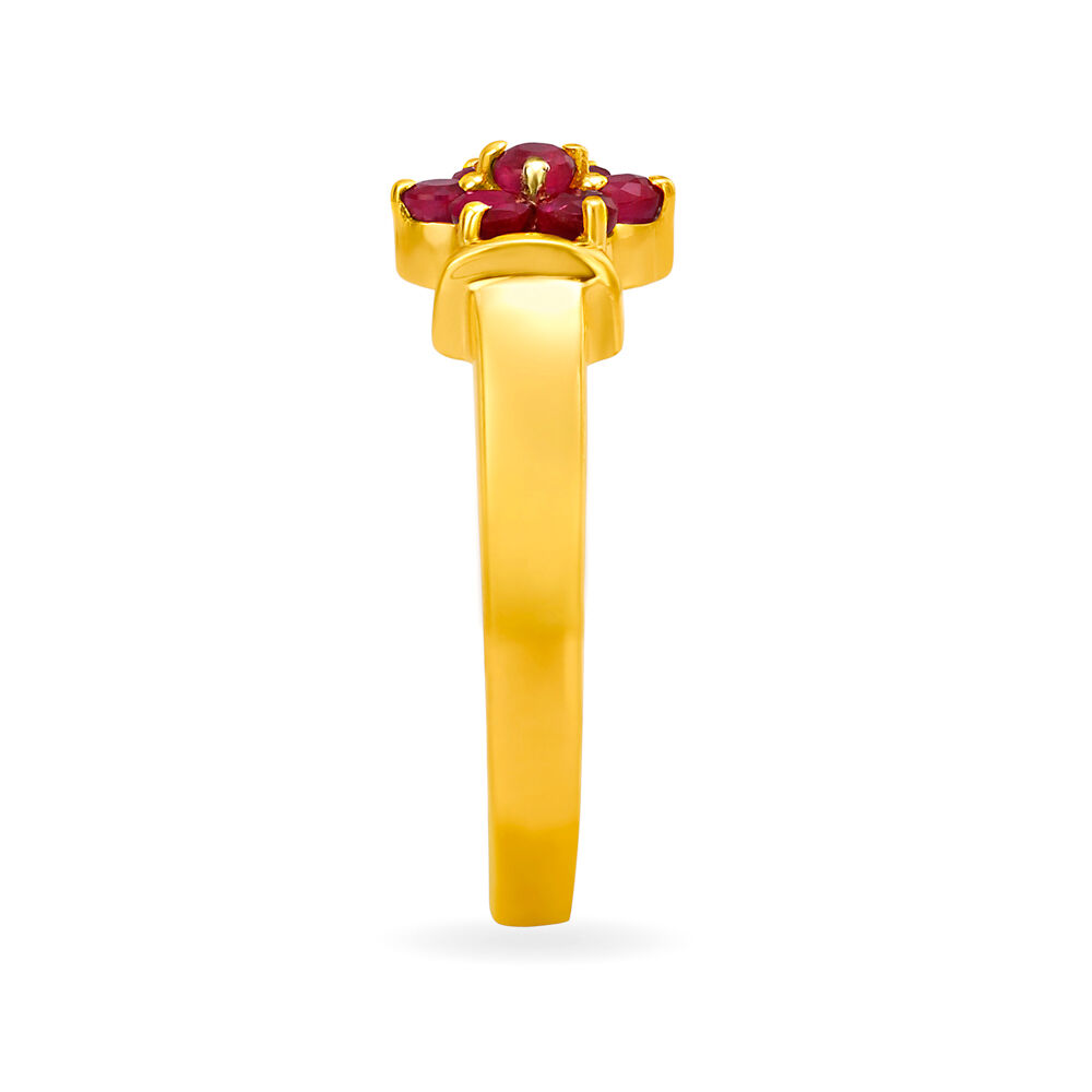 Buy Minimalistic 18 Karat Gold And Ruby Floral Ring at Best Price ...