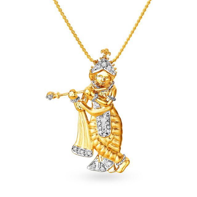 Buy Beautiful 18 Karat Yellow Gold And Diamond Sri Krishna Pendant at ...