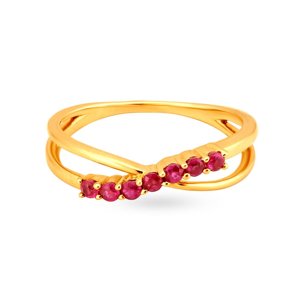 Buy Alluring 18 Karat Gold And Ruby Entwined Ring at Best Price | Tanishq US