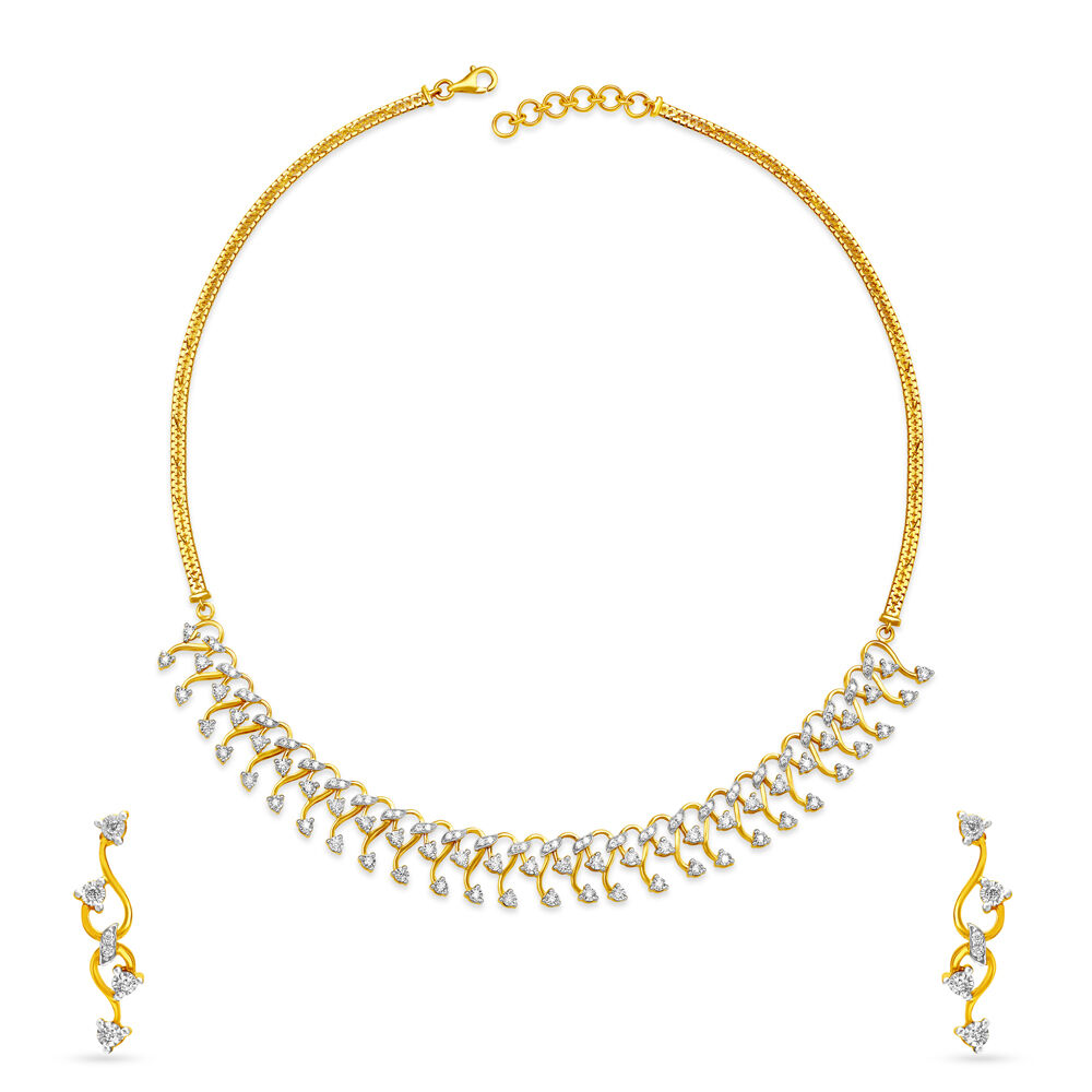 Buy Artistic Design Diamond Necklace Set at Best Price | Tanishq US