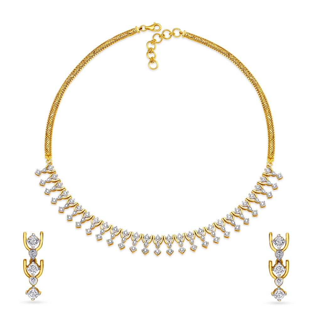 Buy Luxurious Diamond Embellished Gold Necklace Set at Best Price ...