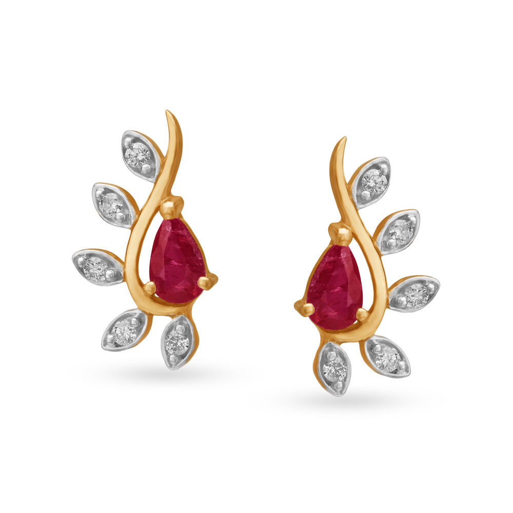 Buy Fancy Resplendent Ruby and Diamond Drop Earrings at Best Price ...