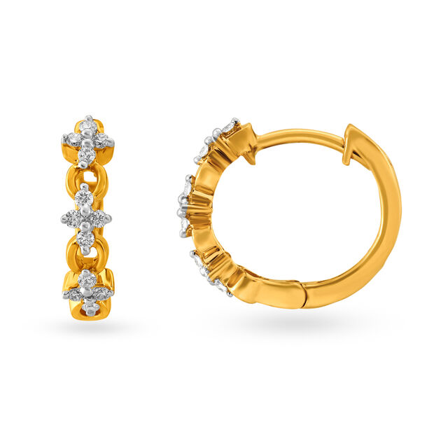 Chic Floral Diamond Hoop Bali Earrings
