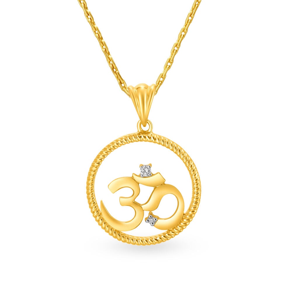 Buy Dazzling 18 Karat Yellow Gold And Diamond Om Pendant at Best Price ...