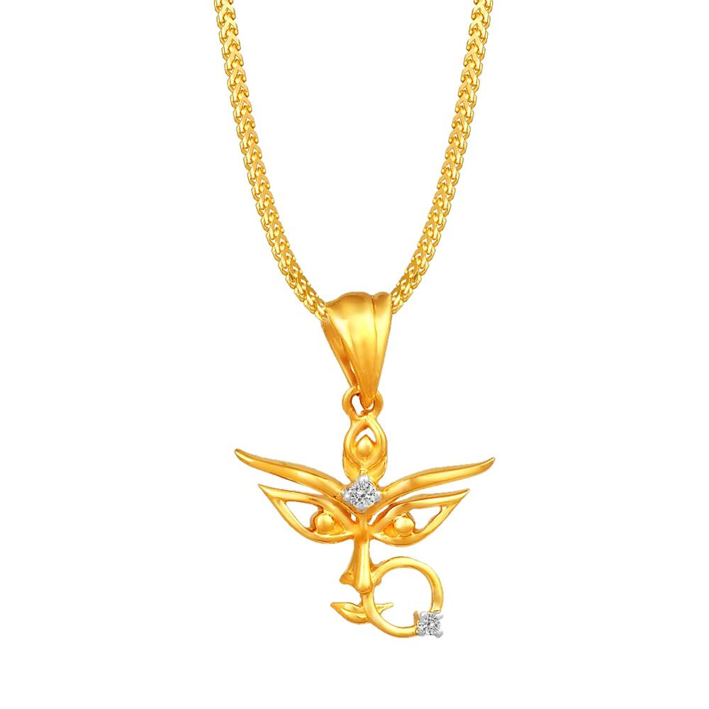 Buy Divine 18 Karat Yellow Gold And Diamond Goddess Durga Pendant at ...