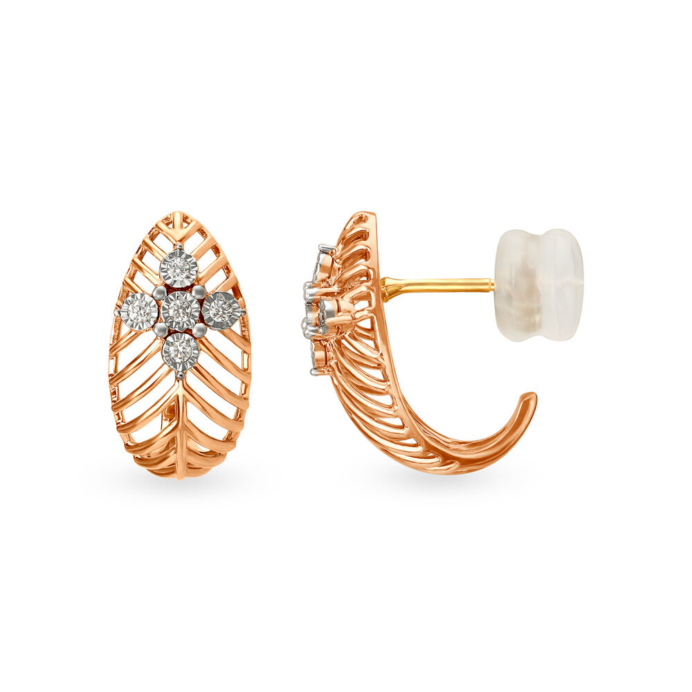Buy Sublime Traditional Diamond Hoop Earrings in White and Rose Gold at ...