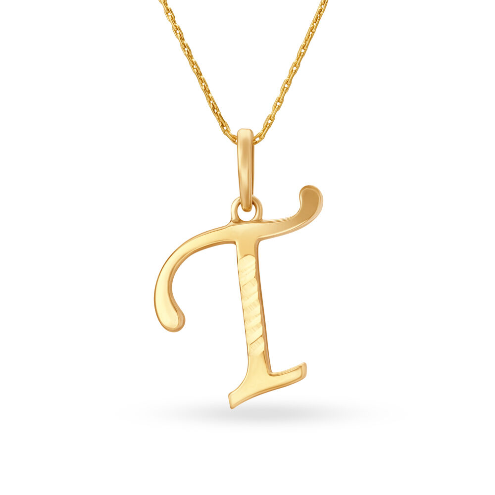 Buy Timeless Typographic Letter T Gold Pendant at Best Price | Tanishq US