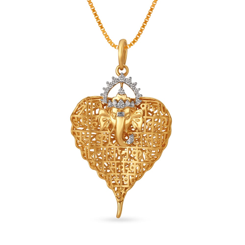 Buy Felicitous 18 Karat Yellow Gold And Diamond Ganesha Pendant at Best ...