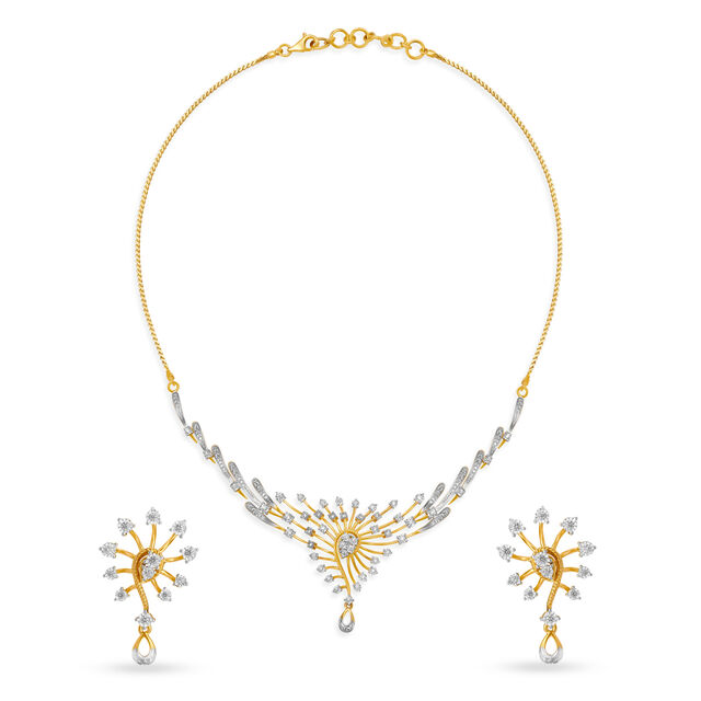 Ethereal Diamond Necklace Set in Yellow and White Gold