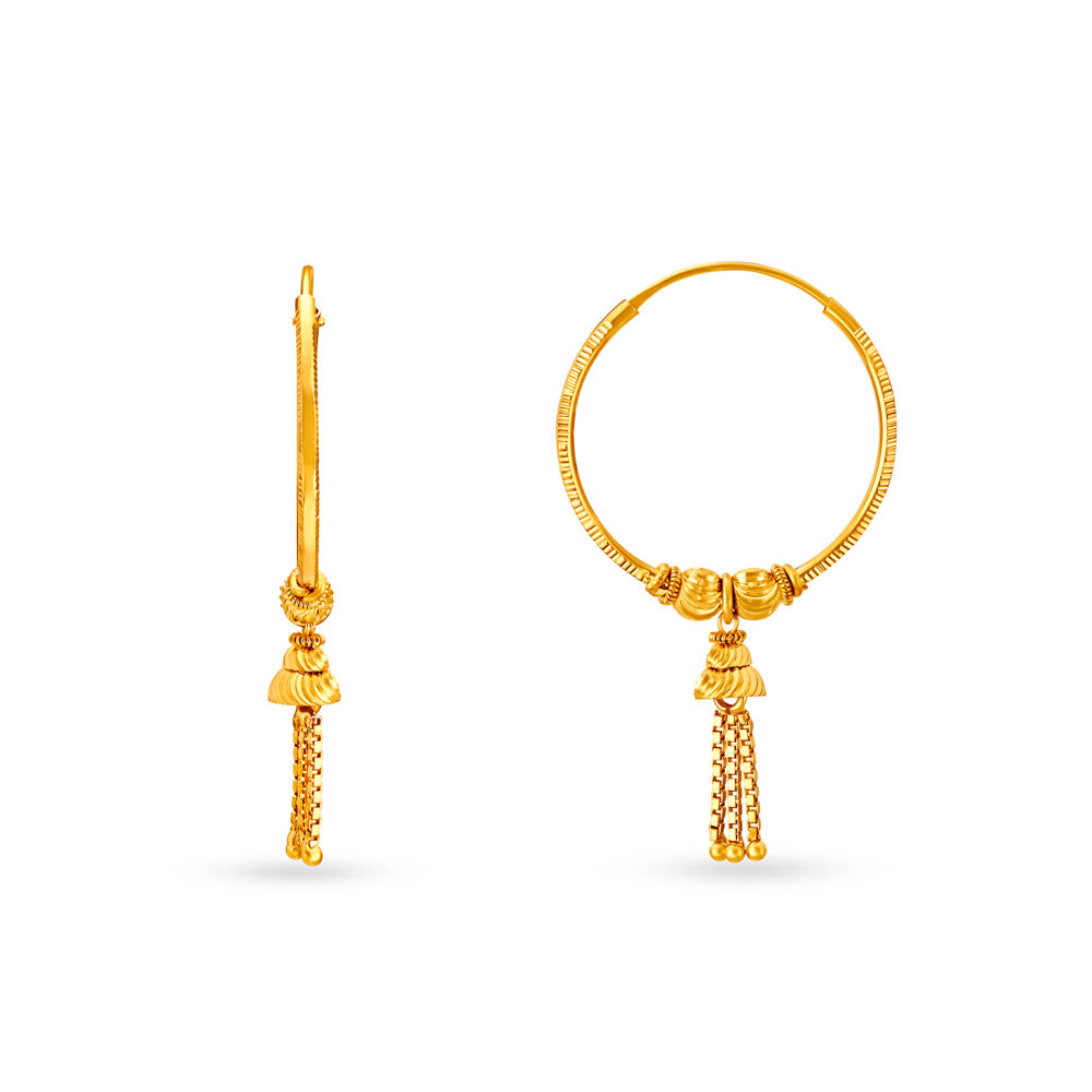 Buy Dainty Dangling Gold Hoop Earrings at Best Price | Tanishq UAE