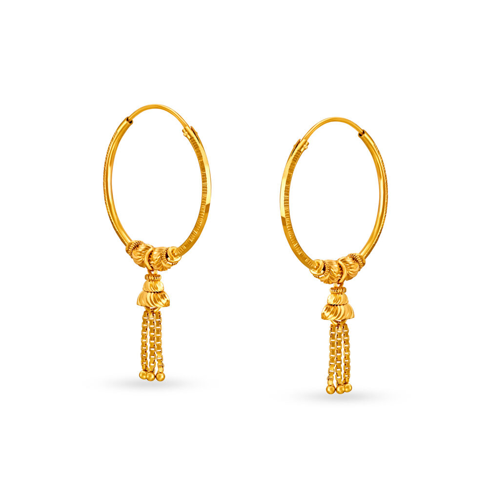 Buy Dainty Dangling Gold Hoop Earrings at Best Price | Tanishq UAE