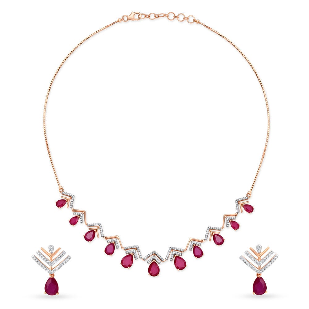 Traditional Rose Gold and Diamond Necklace Set