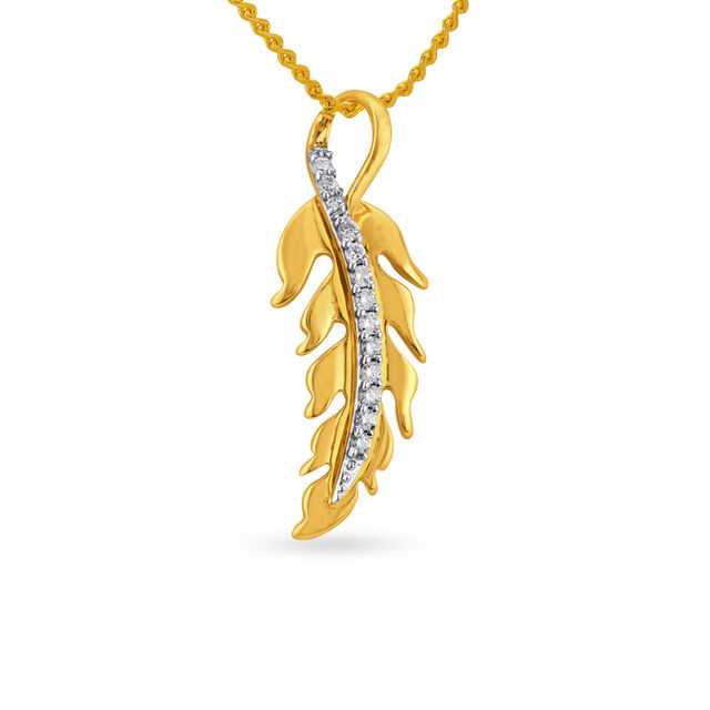 Quill Leaf Pattern Contemporary Diamond Pendant