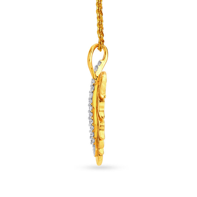 Quill Leaf Pattern Contemporary Diamond Pendant